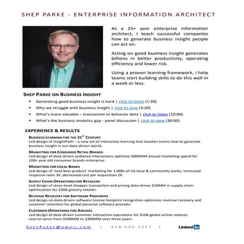 Shep Parke, Data-driven business builder at Capella education company