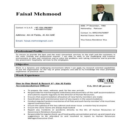 Faisal_CV new1 | DOCX | Hospitality Industry | Industries