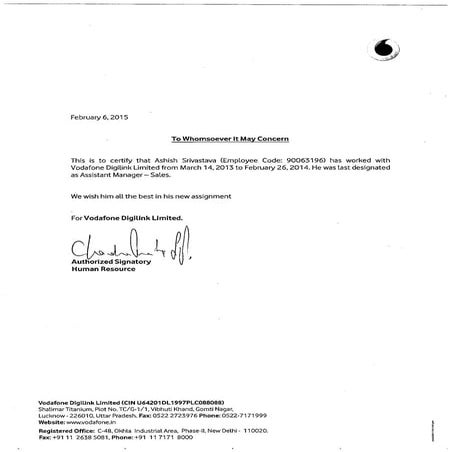 Vodafone relieving | PDF