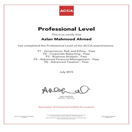 ACCA profesional Certificate | PDF