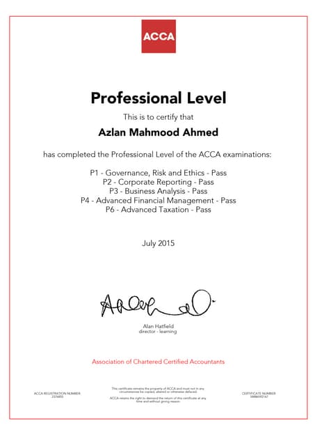 ACCA Certificate | PDF