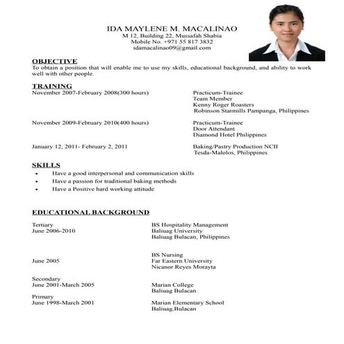 ida resume | DOC