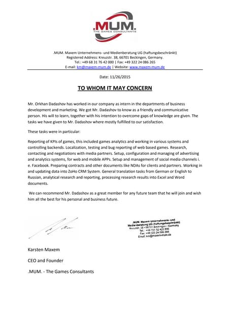 Testimonial Internship NYC English | PDF