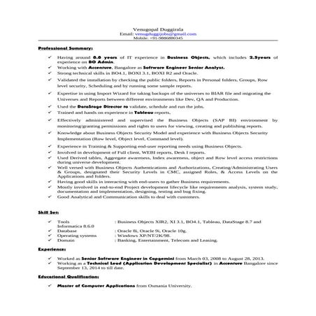 Venugopal - BO Resume | PDF