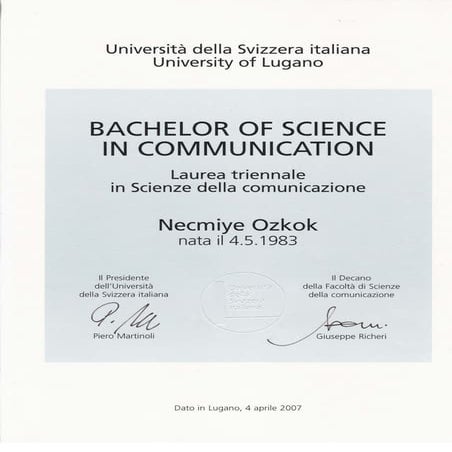 Bachelor Certificate | PDF