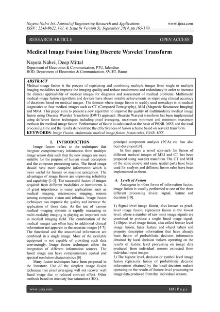 Fusion For Medical Image Based On Discrete Wavelet Transform Coefficient Pdf 6425
