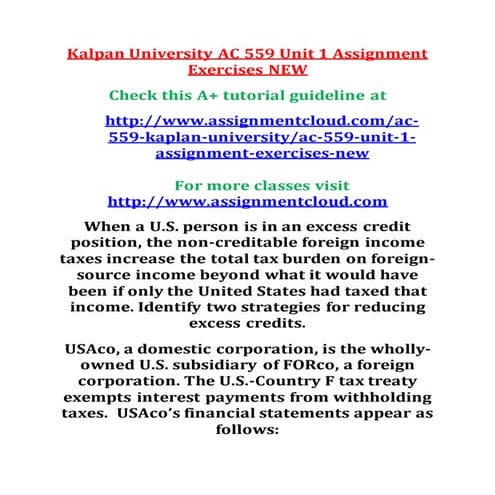 AC 559 Entire Course New | DOCX | Business Accounting & Finance | Business