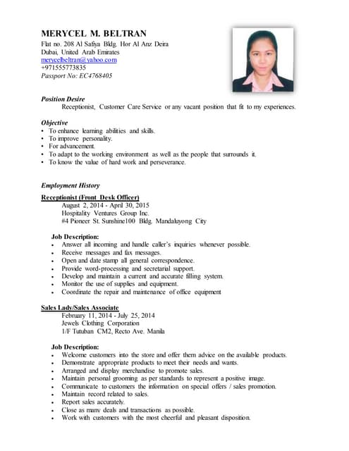 Sample Resume for OJT | DOCX | Resume Writing and Advice | Job Search