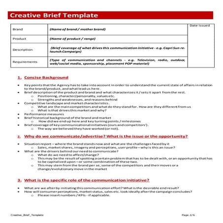 Creative Brief Template | DOC