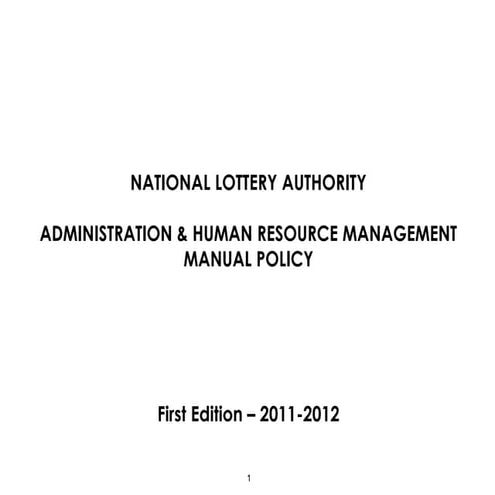 NLA Human Resource Management Policy Manual 2011 | DOC