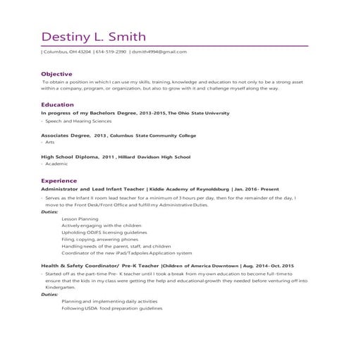 destiny updated resume | DOCX