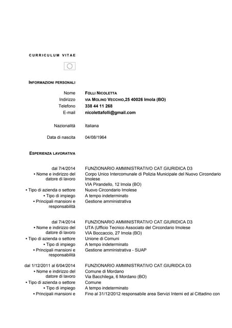 Curriculum vitae di Francesco Medica | PDF