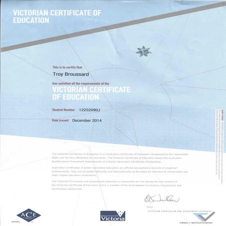 VCE Certificate | PDF