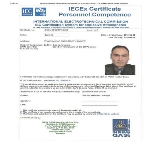 IECEx Certificate Ayman | PDF