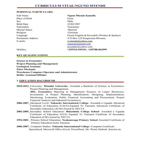 MY DETAILED CURRENT CV-UPDATE | PDF