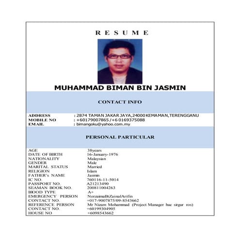 biman new cv 2015 | DOCX