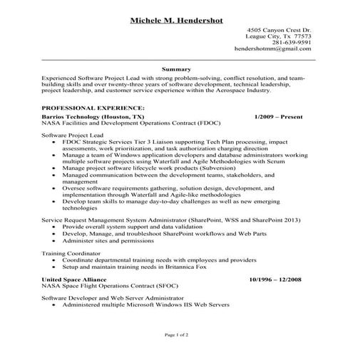 MicheleHendershot_Resume2016 | DOC