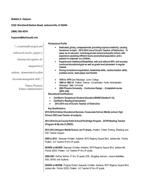 Marcella's City School's Updated resume 2015-2016 | DOC