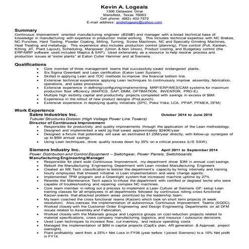 Kevin Resume 3-12-2016 | PDF