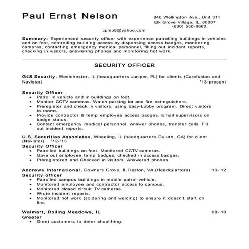 Paul Nelson Resume | DOC