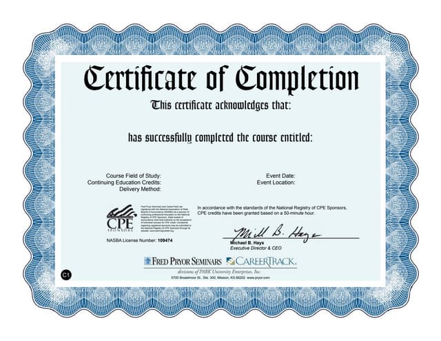 Cpe Certificate Template