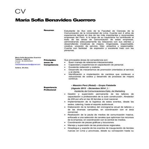 CV MARÍA SOFIA BENAVIDES | DOC