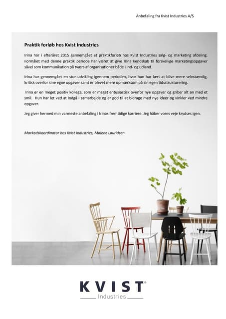 Anbefaling til piamaya daniela larsen | PDF