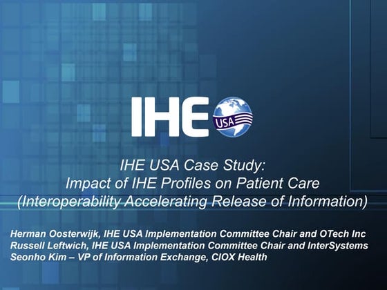IHE Distributing Images: Cross-enterprise Document Sharing for Imaging ...