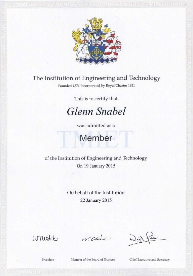 IET CERTIFICATE