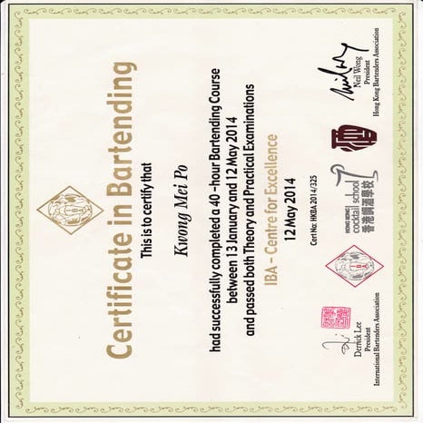 International Bartender License and Management Diploma (IBA) | PDF