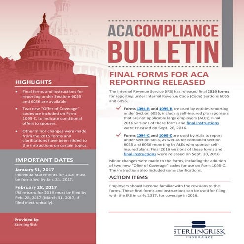 ACA Compliance Bulletin - Final Form for ACA Reporting | PDF