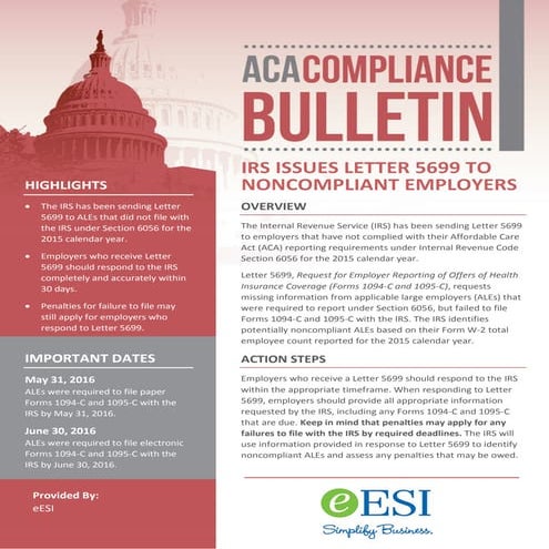 ACA Compliance Bulletin - IRS Issues Letter 5699 to Noncompliant ...