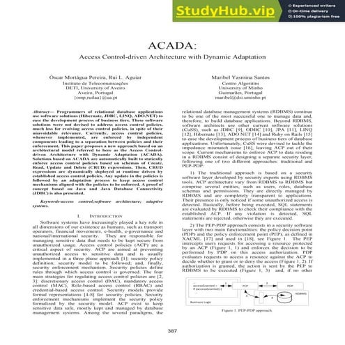 ACADA Access Control-Driven Architecture With Dynamic Adaptation | PDF