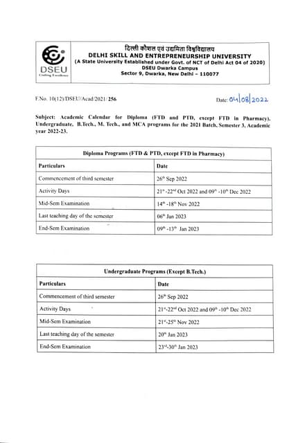 2024coreCalendar for the academic year of TUT | PPT