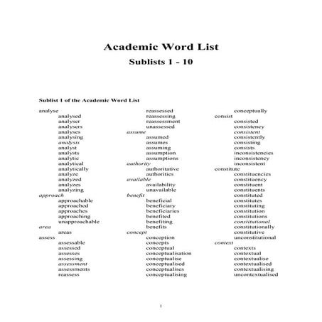 Academic word-list | PDF