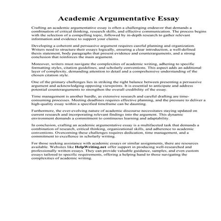 Academic Argumentative Essay | PDF | Homework and Study | Education