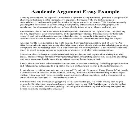 Academic Argument Essay Example. Persuasive Essay: Argumentative essay ...