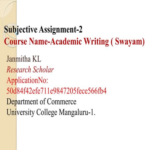 Academic writing subjective assignment ( Swayam 2019 ) | PPT