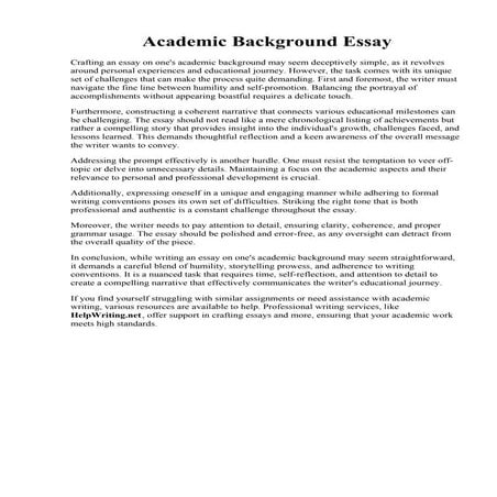Academic Background Essay.pdfAcademic Background Essay | PDF