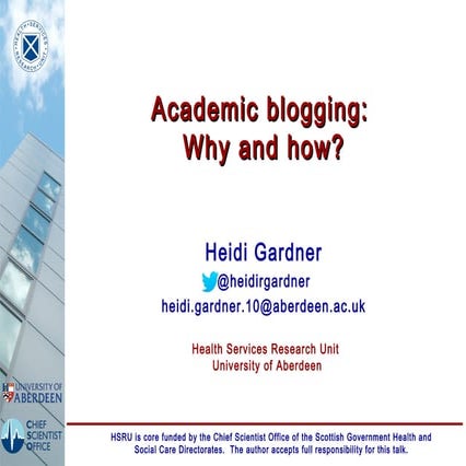 Academic blogging - Why and how? | PPT