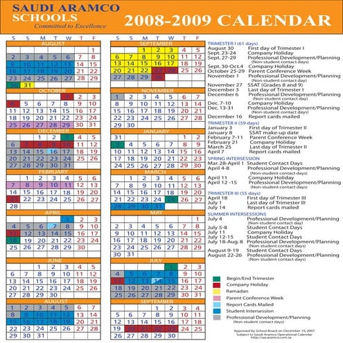 Academic Calendar 2008 2009 | PDF