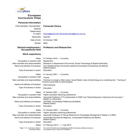 Europass cv 2014_07 | PDF