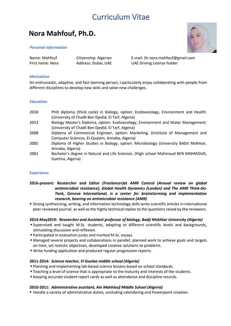 Cv europass-2019 02 26-hamidouche-en | PDF