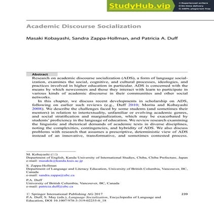Academic Discourse Socialization 2017 Pdf 