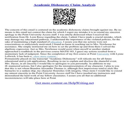 Academic Dishonesty Essay | PDF