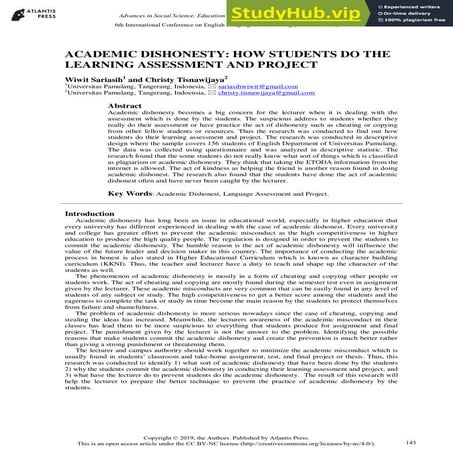 Research Paper on Academic Cheating | PDF