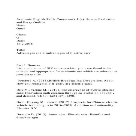 Academic English Skills Coursework 1 (a) Source Evaluation and Es.docx