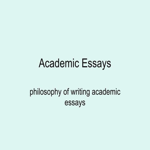 Academic Essays Writing Tutorial | PPT