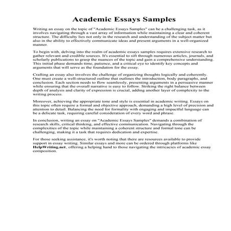 Academic Essays Samples.pdfAcademic Essays Samples. FREE 7 Academic ...