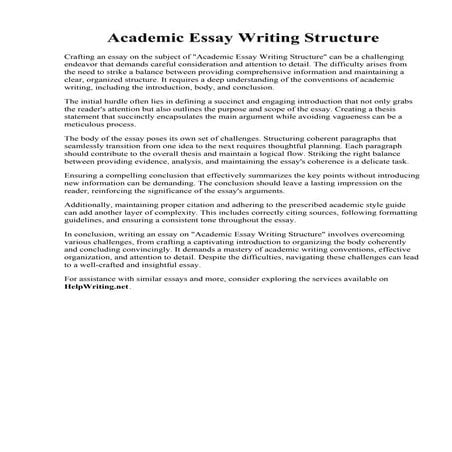 Academic Essay Writing Structure. Essay Structure amp; Writing ...